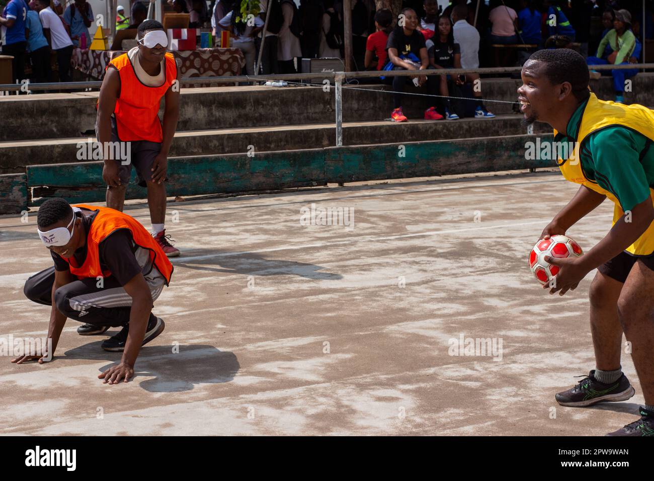 Amateur goalball athletes practicing. Goalball is a team sport designed ...