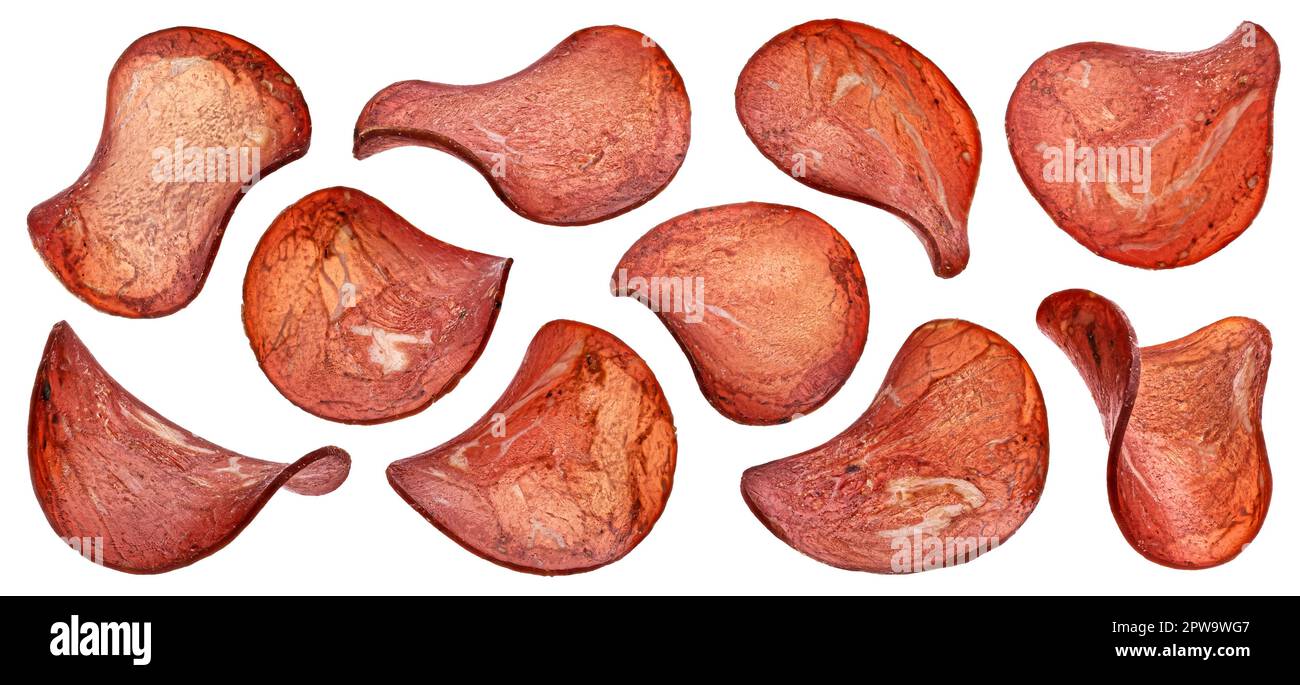 Meat chips isolated on white background, collection Stock Photo - Alamy