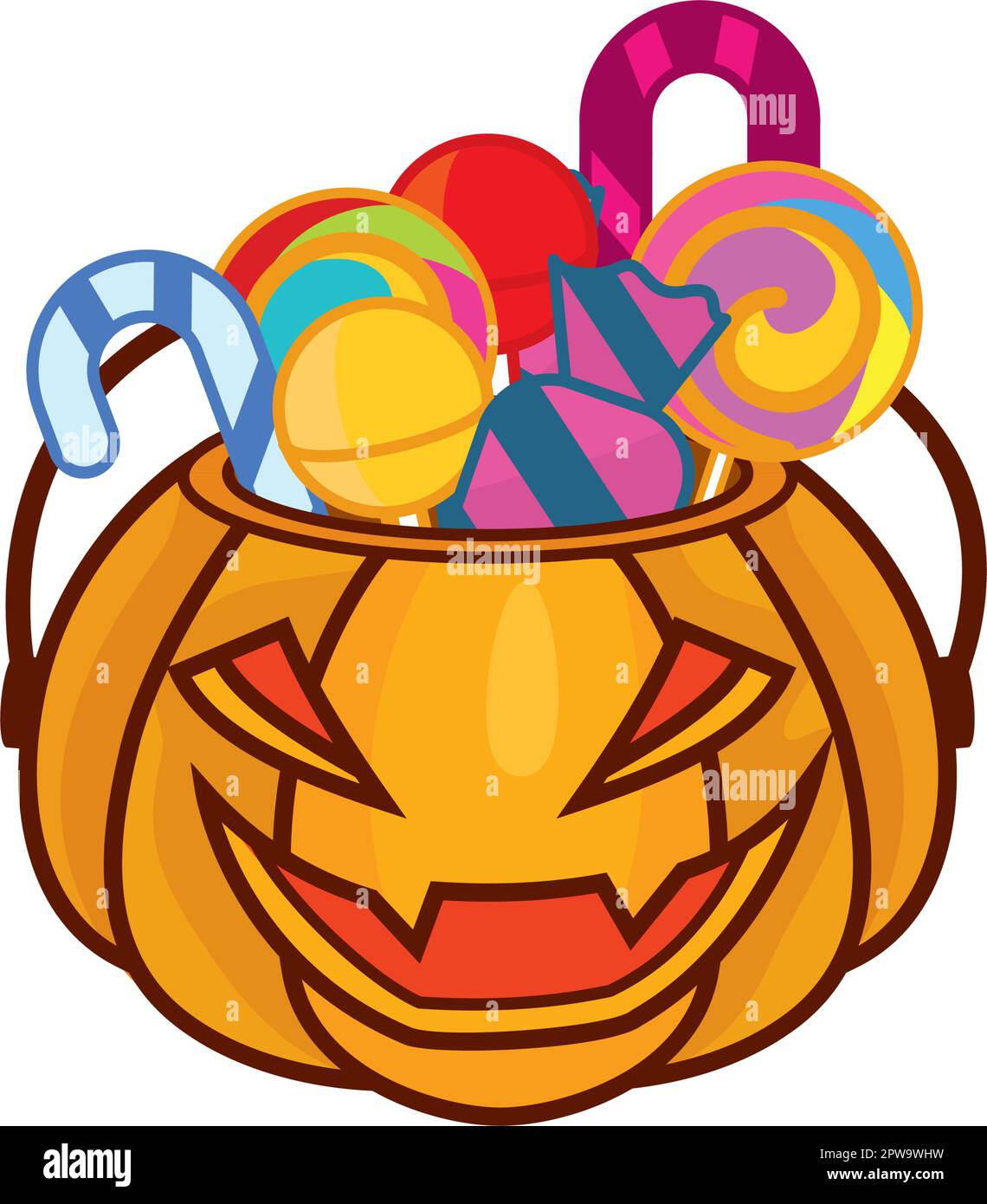 Halloween Pumpkin Bucket with Sweets Illustration Stock Vector Image ...