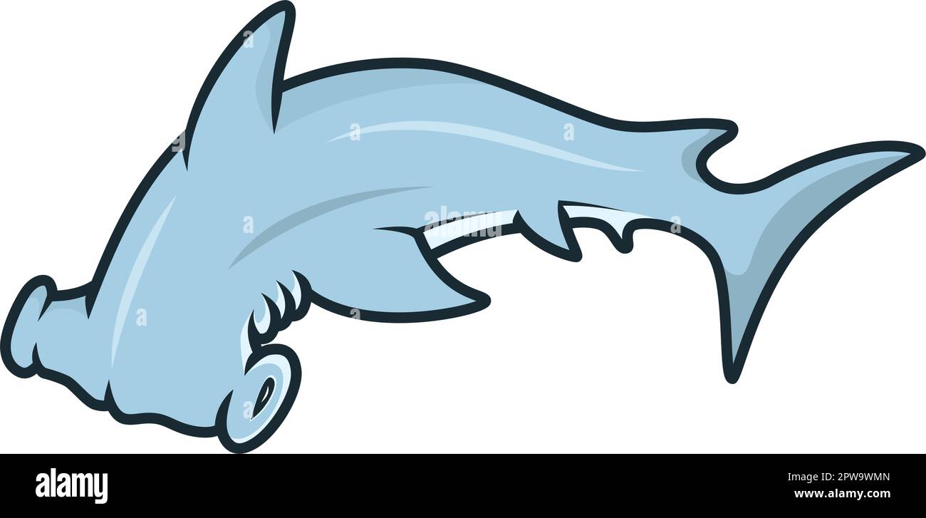 Bright Swimming Hammerhead Shark Illustration Stock Vector Image & Art ...
