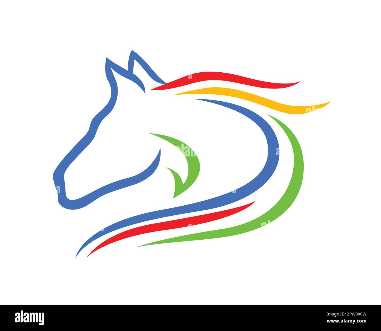 Simple Colorful Horse Head Symbol with Silhouette Style Stock Vector ...