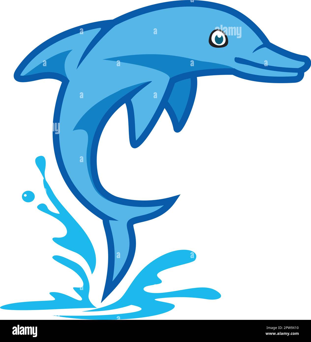 Jumping Dolphin from the Water Illustration Stock Vector Image & Art ...
