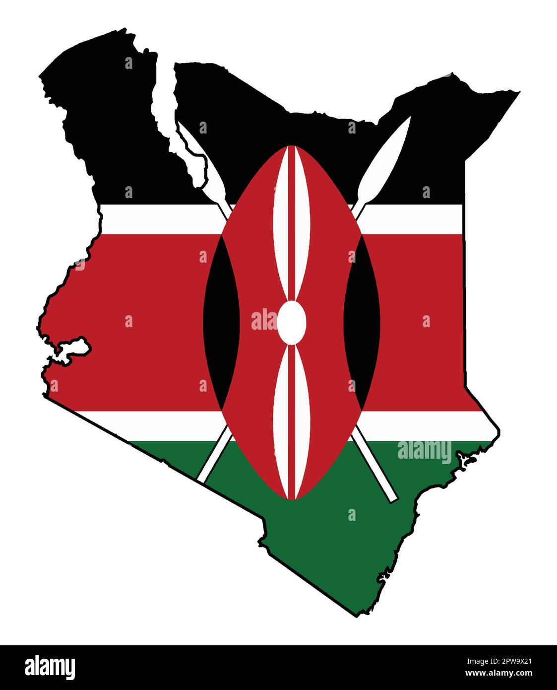 Kenya Flag Silhouette Map Stock Vector Image & Art - Alamy