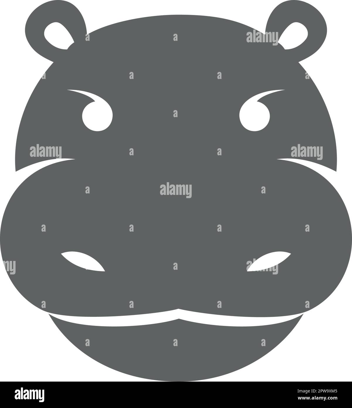 Simple Front View of Hippopotamus Head Illustration Stock Vector Image ...