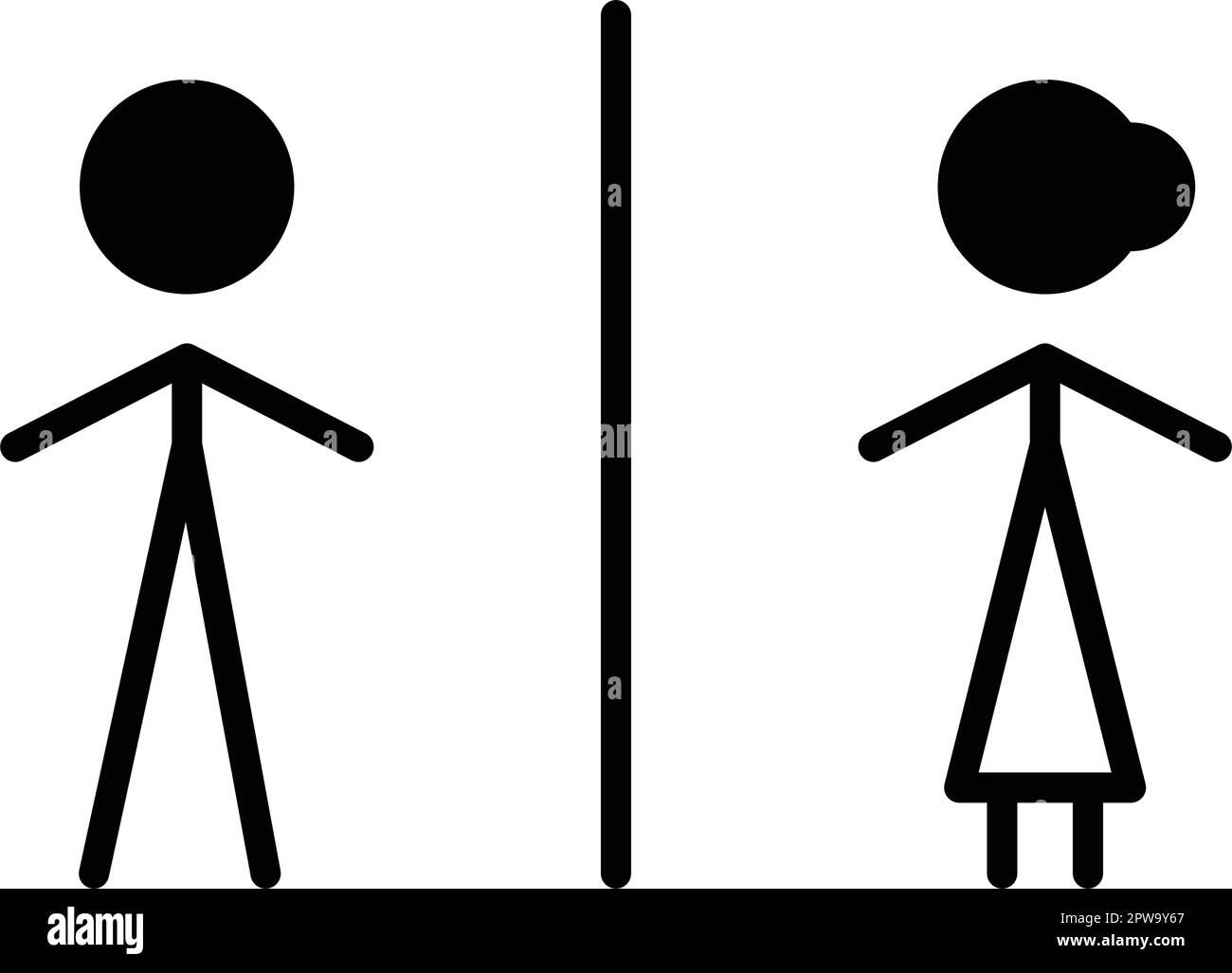 Toilet sign with man and woman restroom symbol in a glyph pictogram ...
