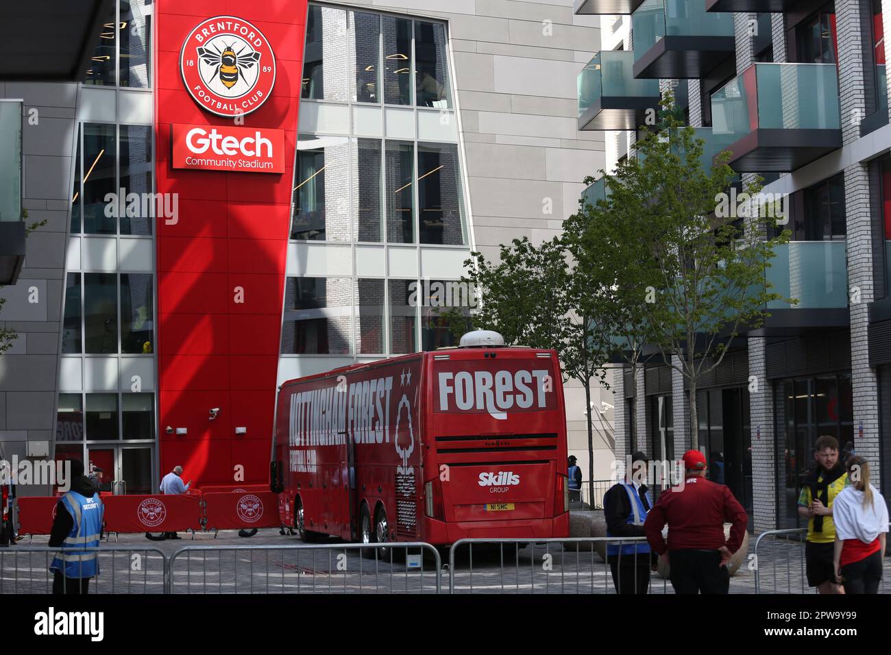 London, UK. 23rd Apr, 2023. Nottingham Forest team bus arrived at ...