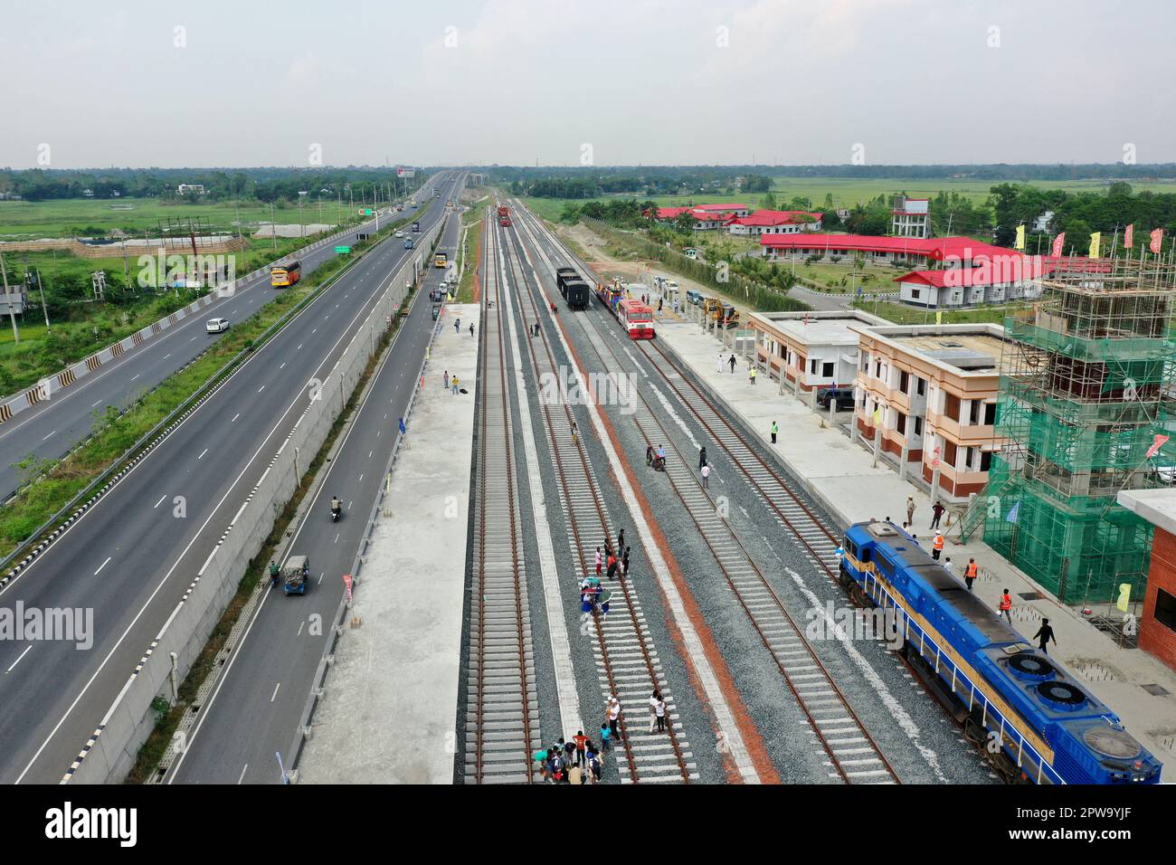 Munshiganj, Bangladesh - April 04, 2023: 169 km railway line is being ...