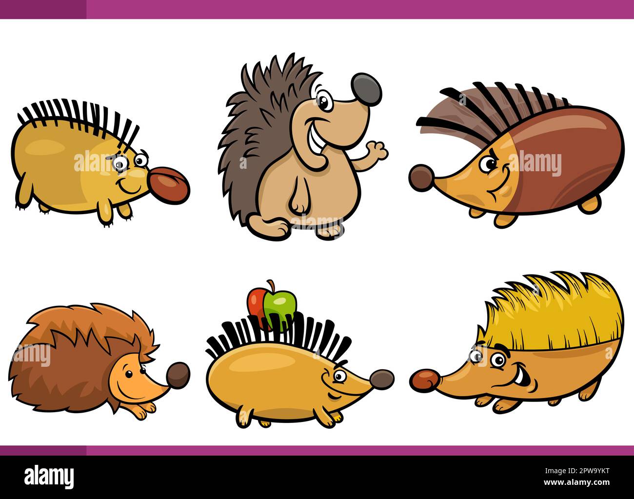 cartoon happy hedgehogs comic animal characters set Stock Vector Image ...