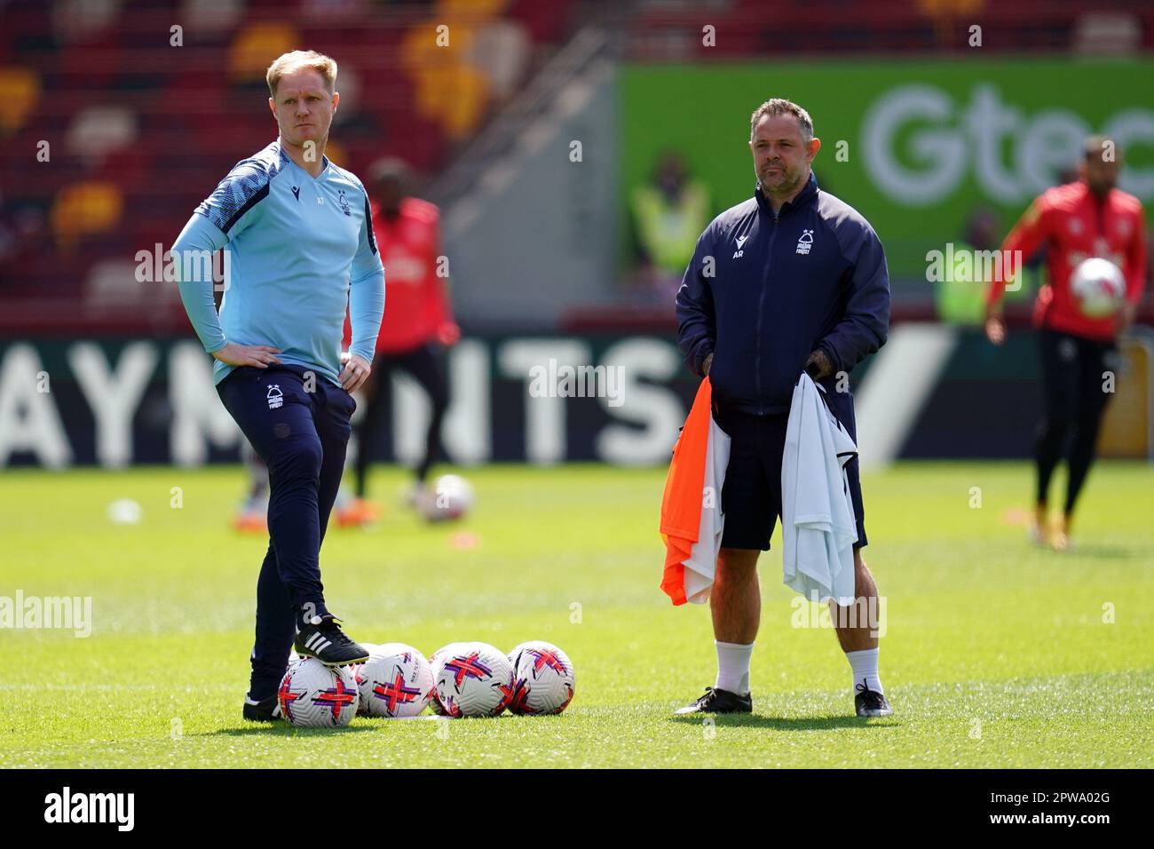 Nottingham Forest coaches, Alan Tate (left) and Andy Reid (right) ahead ...