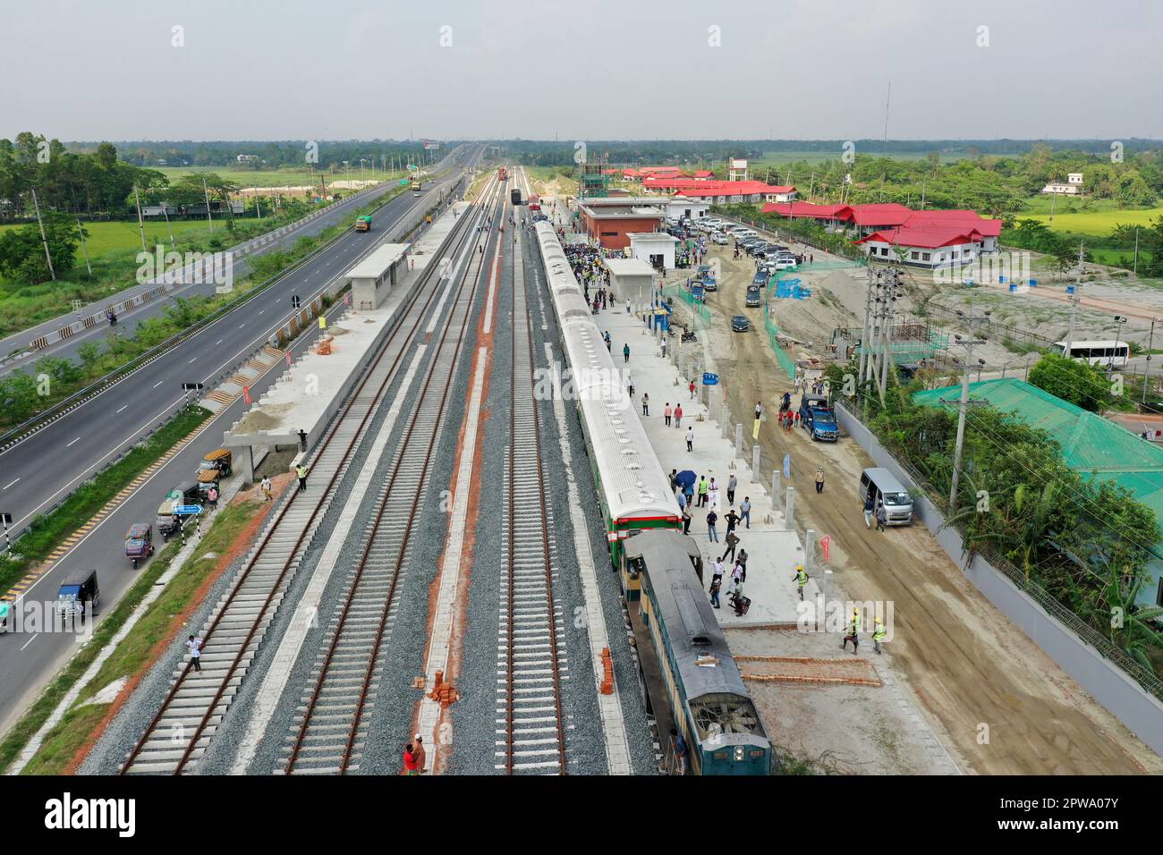 Munshiganj, Bangladesh - April 04, 2023: 169 km railway line is being ...