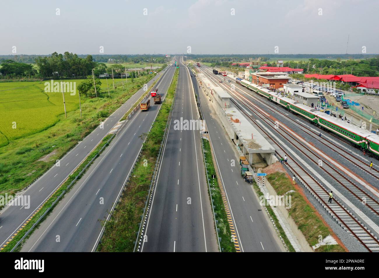 Munshiganj, Bangladesh - April 04, 2023: 169 km railway line is being ...