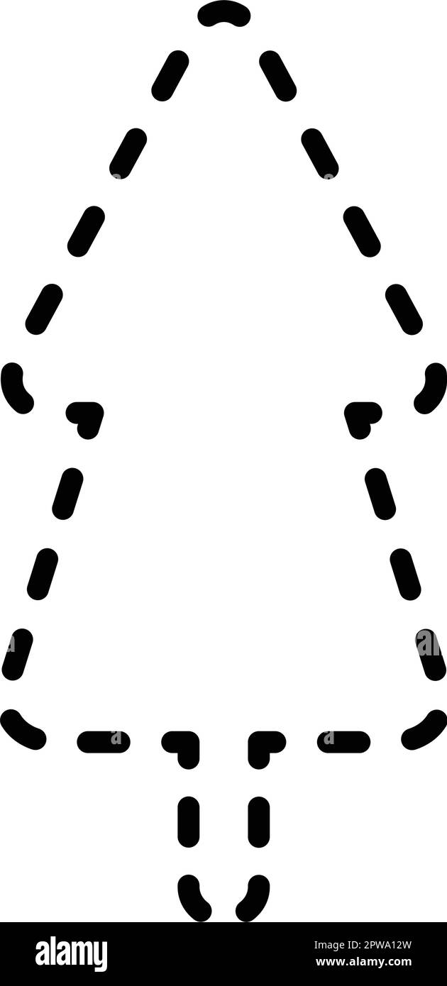 Tracing lines dotted tree outline shape for preschool and kindergarten ...