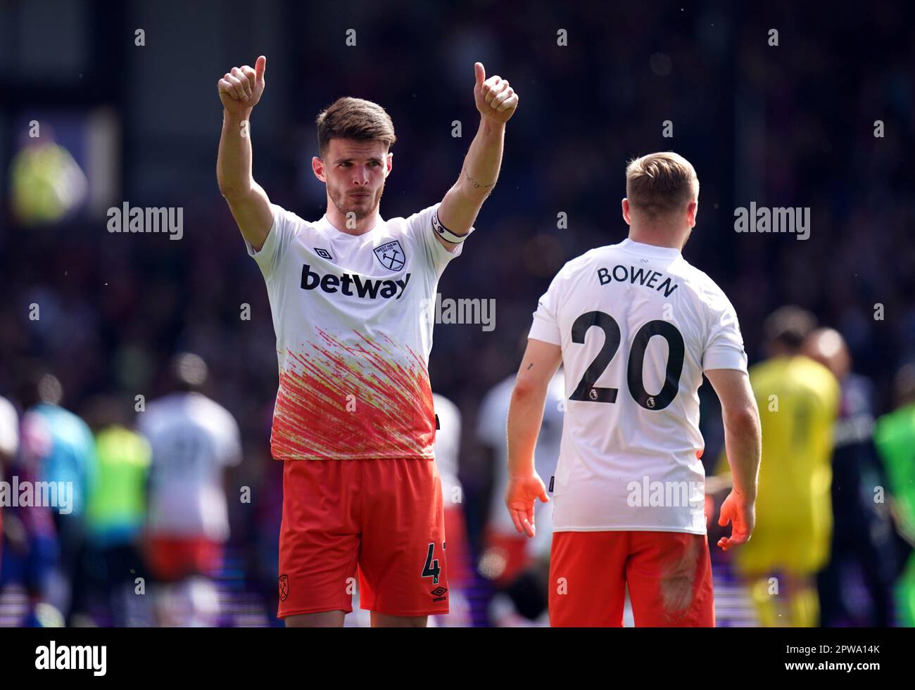 West Ham United's Declan Rice and Jarrod Bowen (right) following the ...
