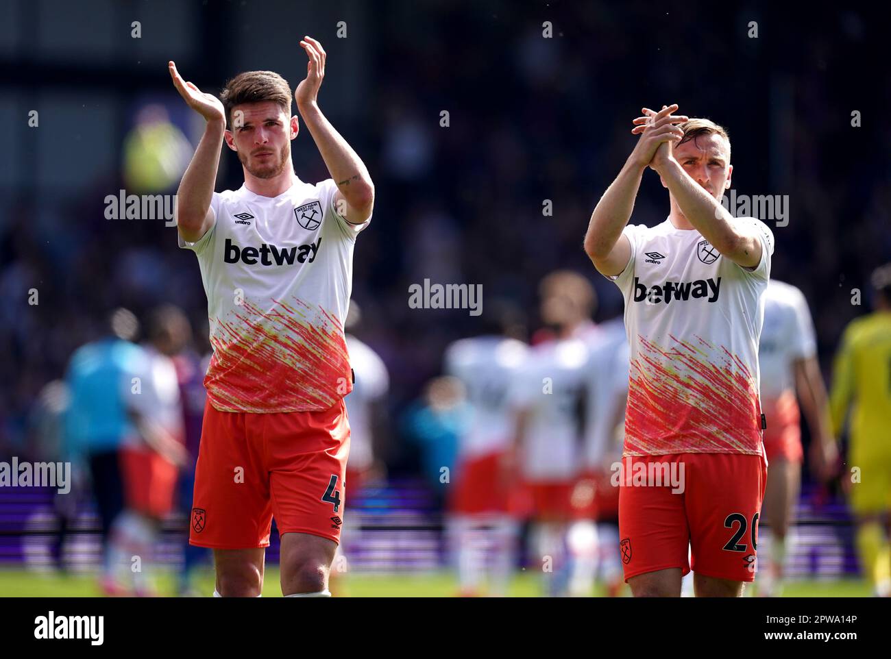 West Ham United's Declan Rice and Jarrod Bowen (right) following the ...