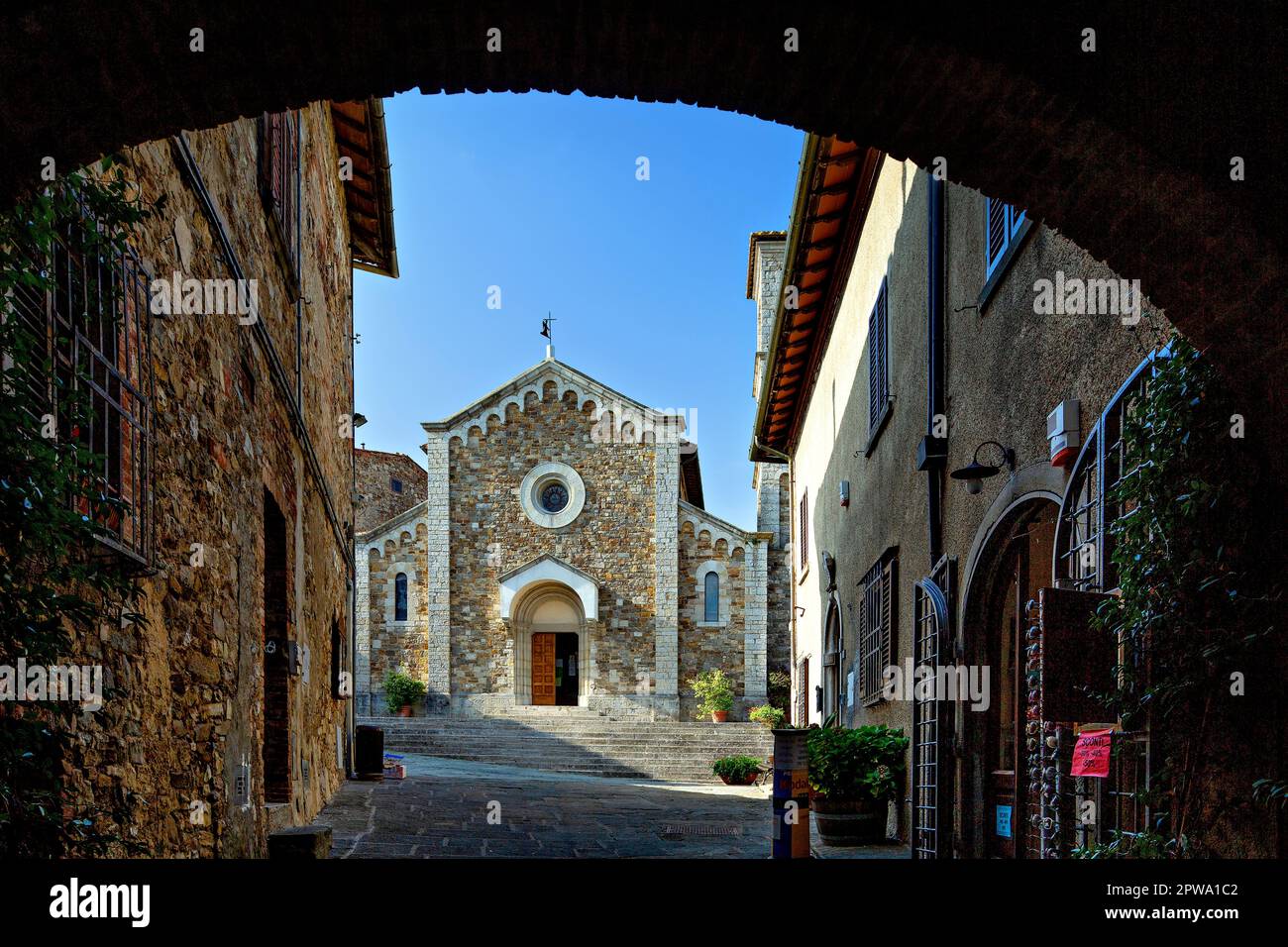 Church Chiesa di San Salvatore, main church in the center of Castellina ...