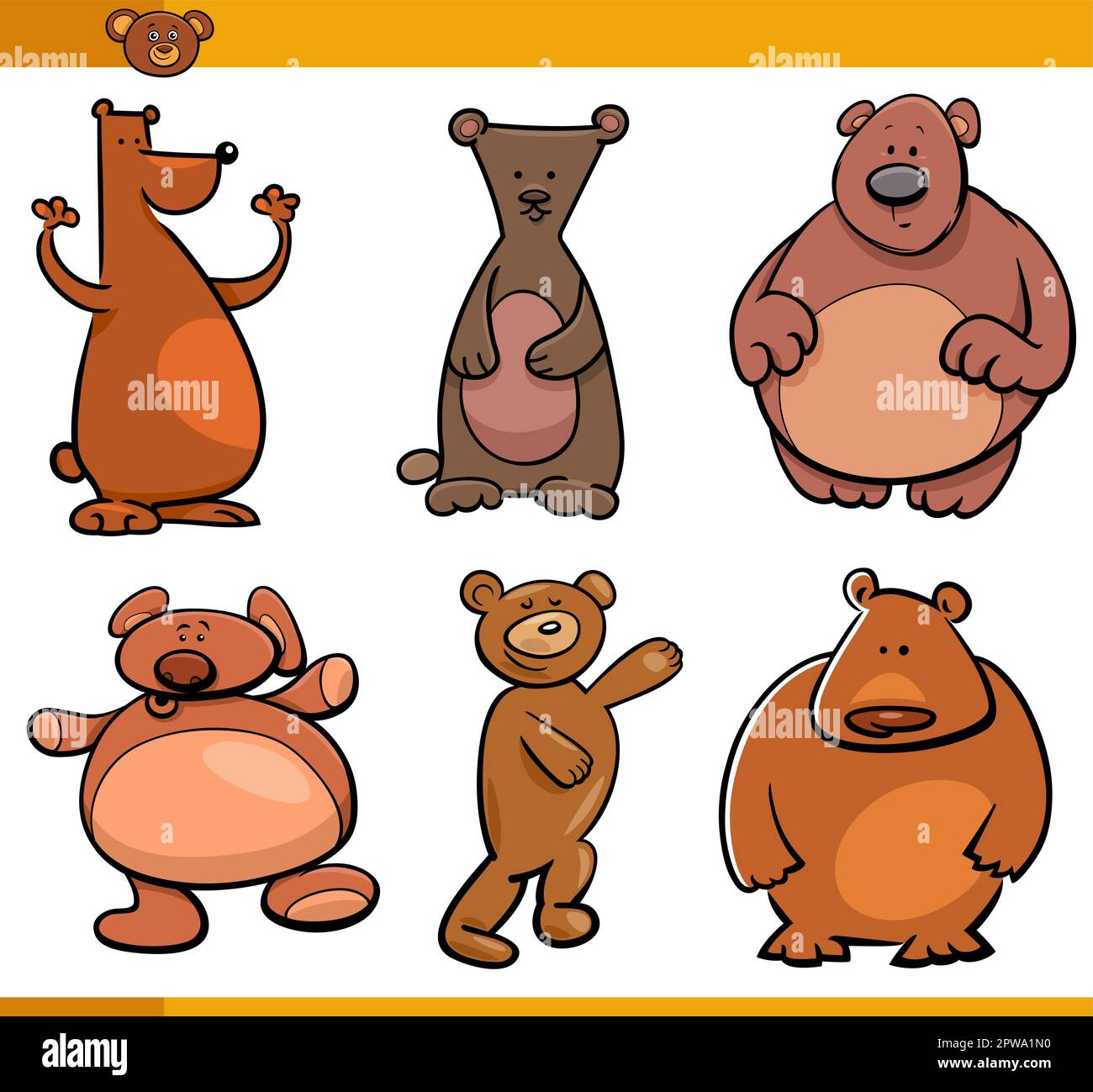 cartoon funny bears animal comic characters set Stock Vector Image ...
