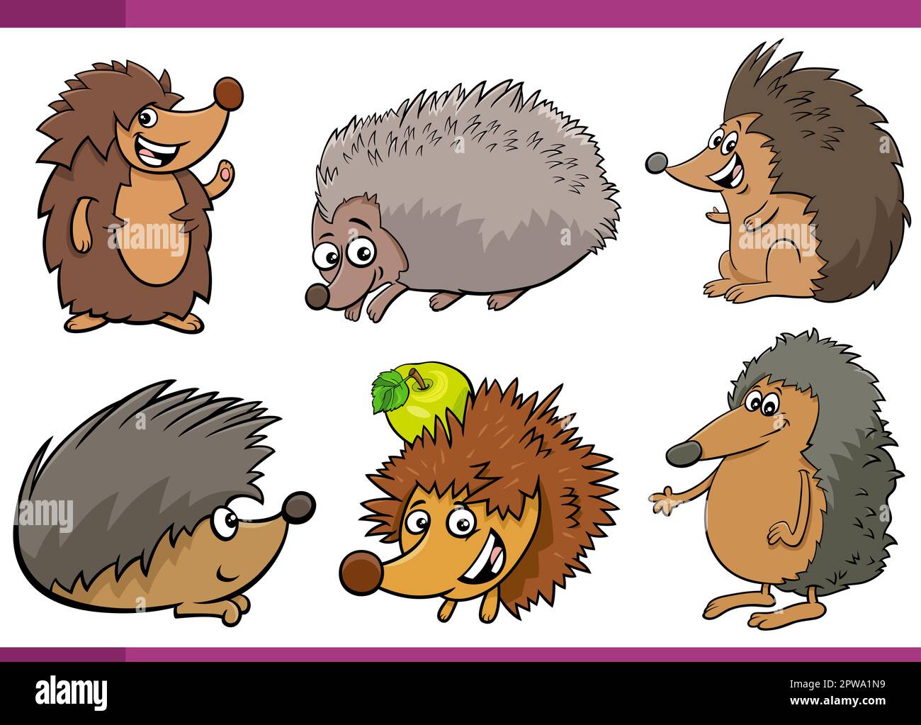 cartoon happy hedgehogs comic animal characters set Stock Vector Image ...