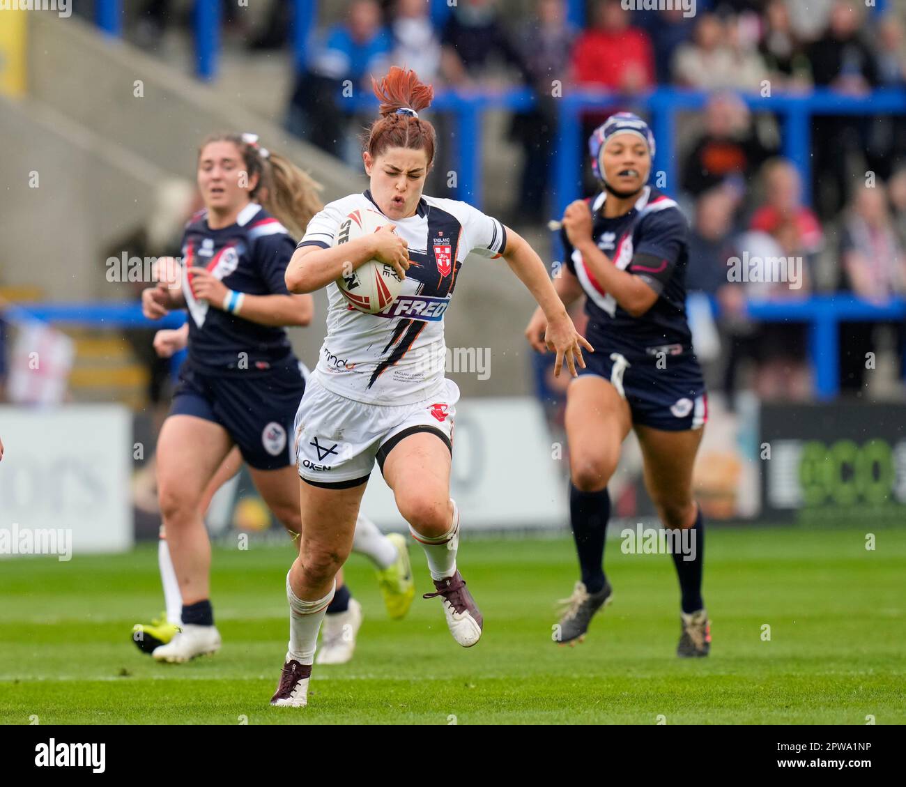 Emily Rudge #11 of England makes a break during the Mid Season ...
