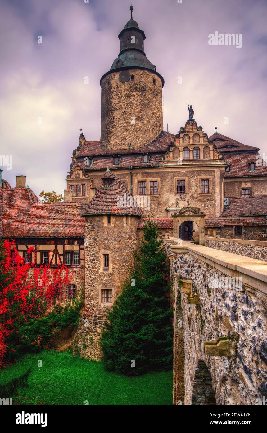 Lesna, Poland - October 2, 2014: Czocha castle is situated in Lesna ...