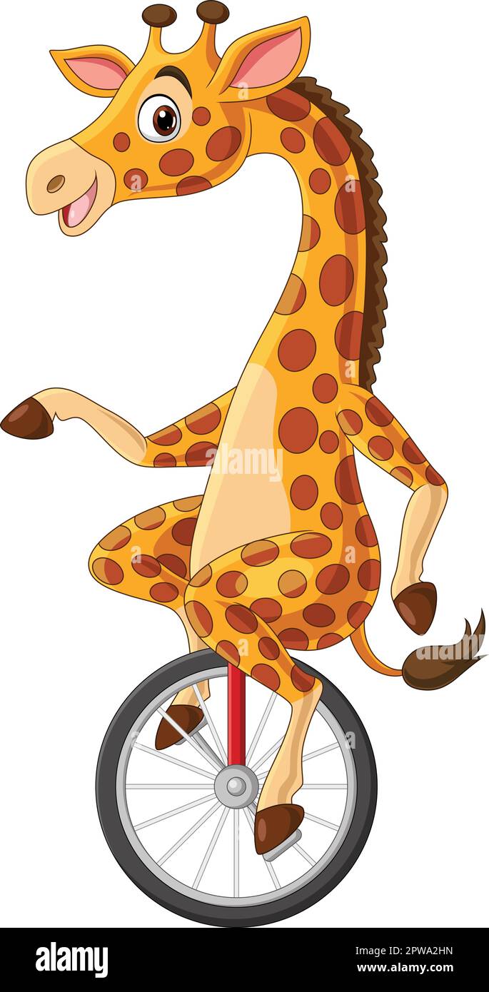 Cartoon giraffe riding one wheel bike Stock Vector Image & Art - Alamy