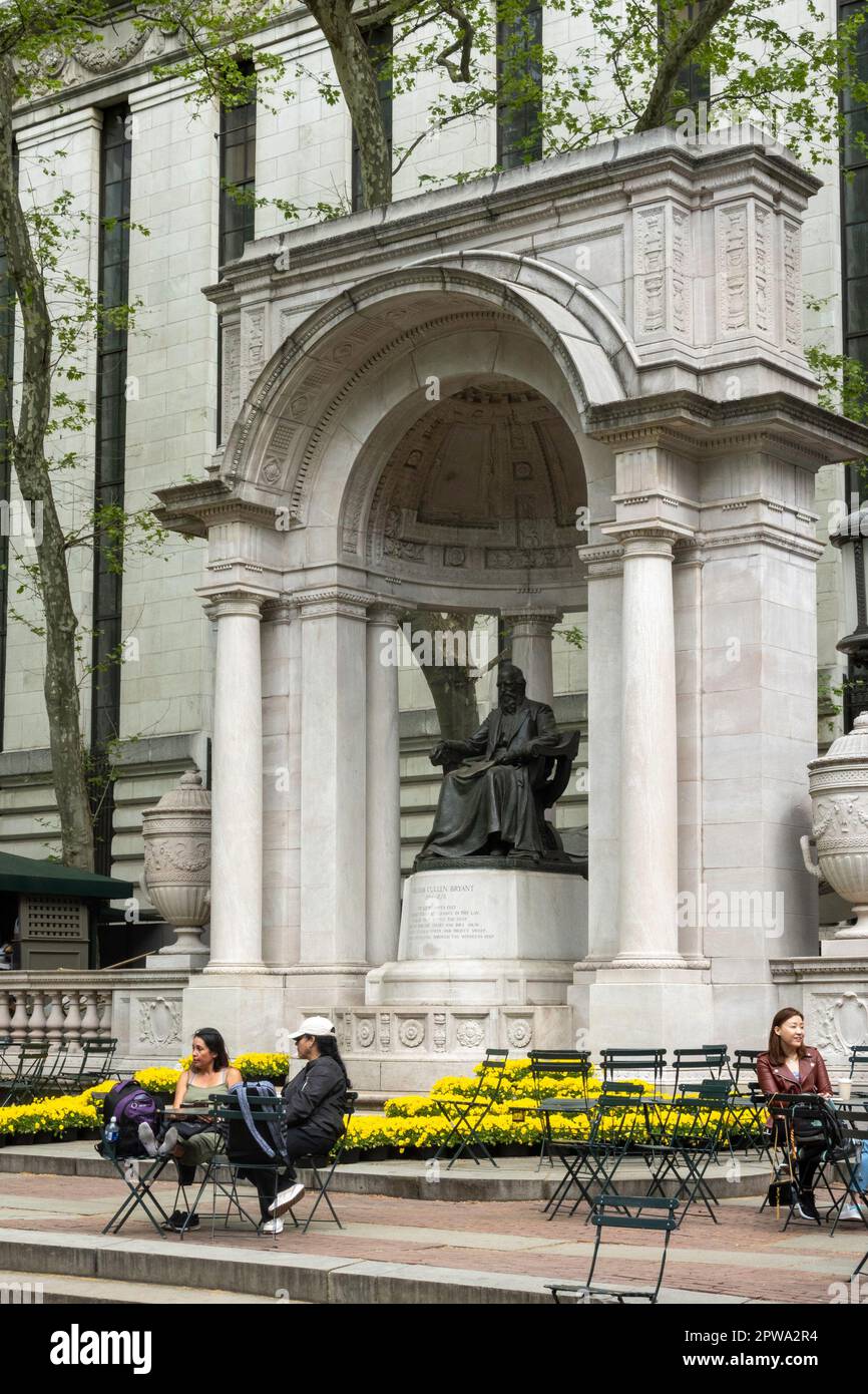 William Cullen Bryant Memorial is a sculpture in Bryant Park, 2023, New York City, USA Stock ...