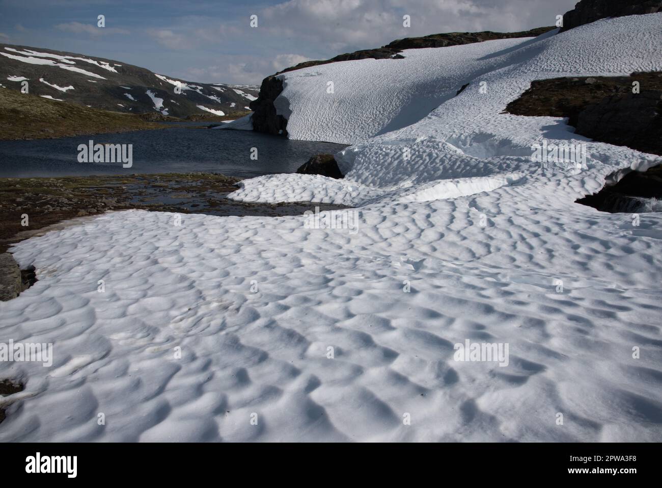 Aurlandsfjellet is crossed by a mountain road in 1306 meter above sea ...