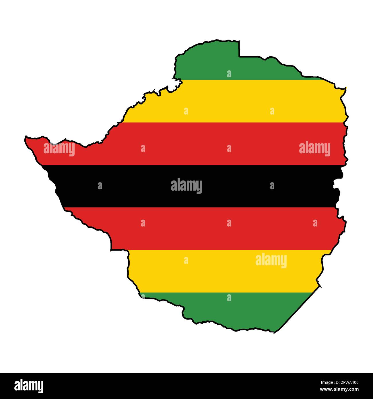 Zimbabwe Map Outline With Flag Colors Stock Vector Image & Art - Alamy