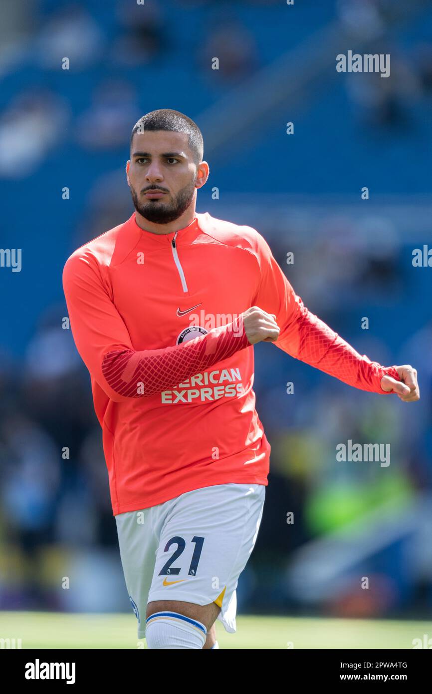 Deniz Undav of Brighton and Hove Albion warms up ahead of the Premier ...