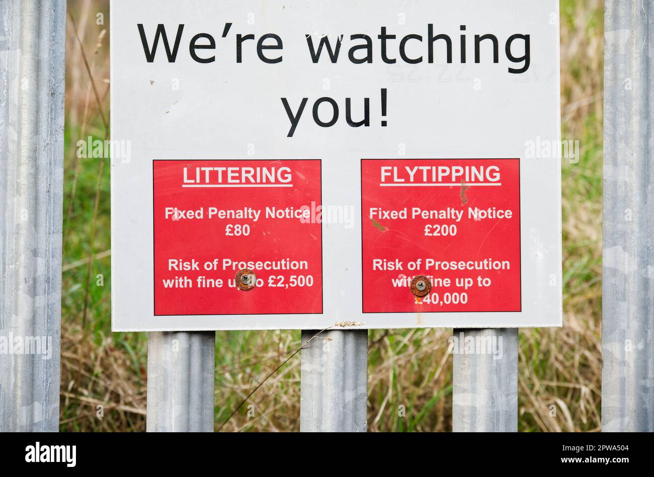 No dumping or fly tipping of rubbish sign Stock Photo - Alamy
