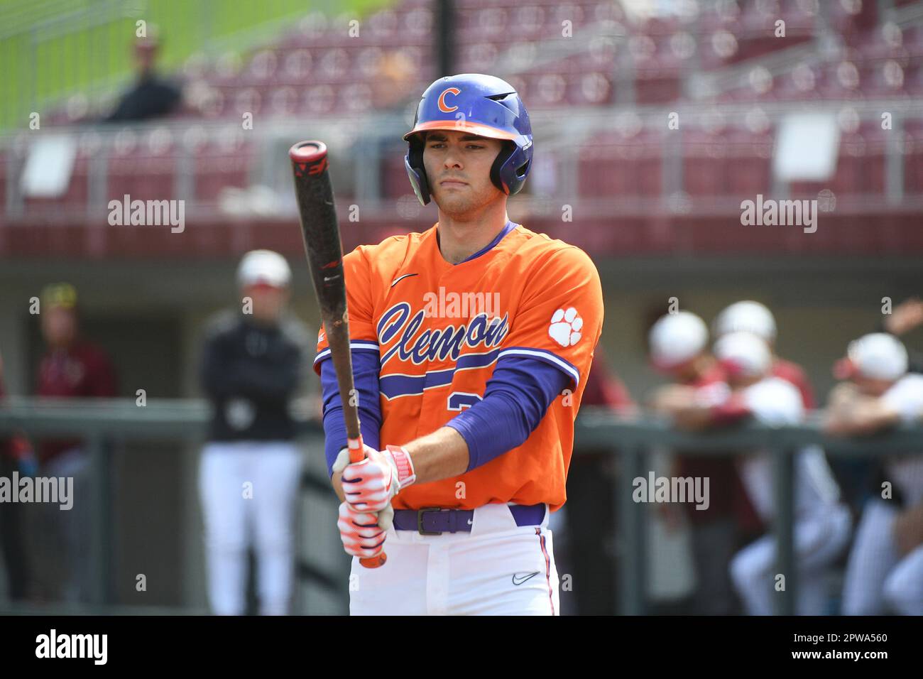 BRIGHTON, MA - APRIL 28: Clemson Tigers 1B Caden Grice (31) looks on ...
