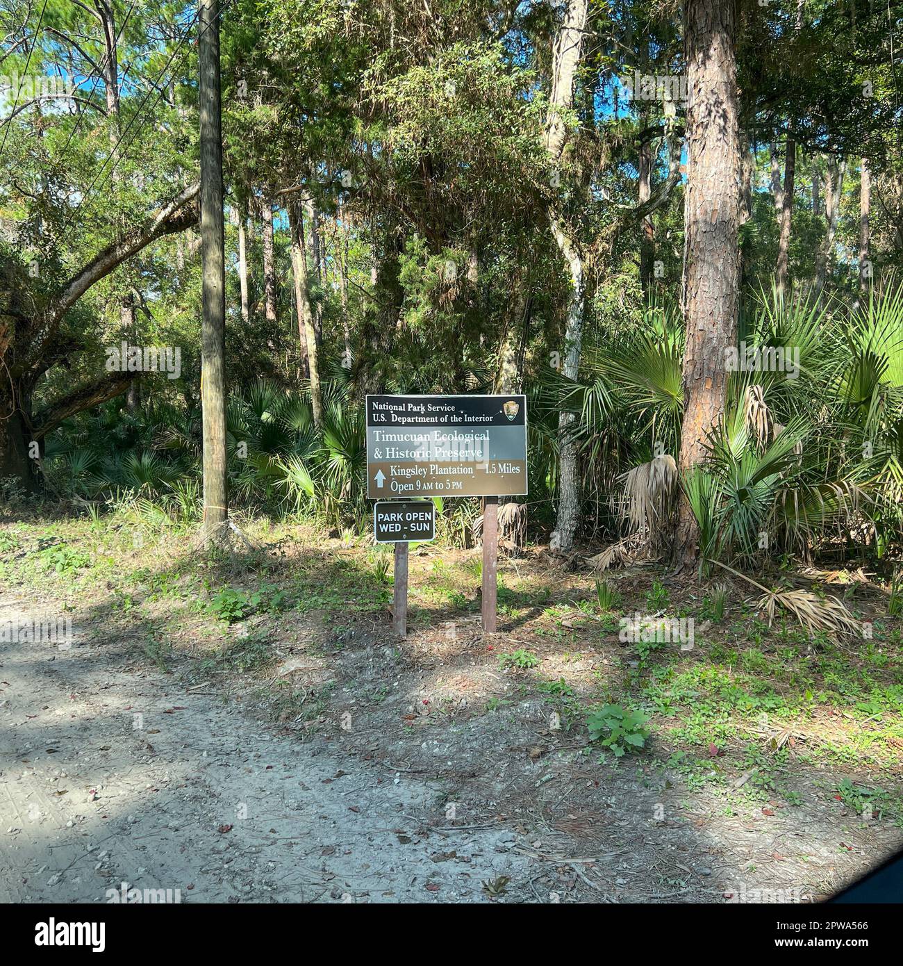 The drive through the forrest in Timucuan Ecological National Park in ...