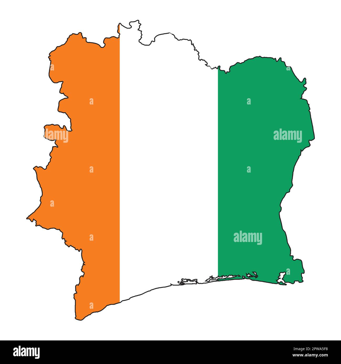 Ivory Coast Flag Map Silhouette Stock Vector Image & Art - Alamy