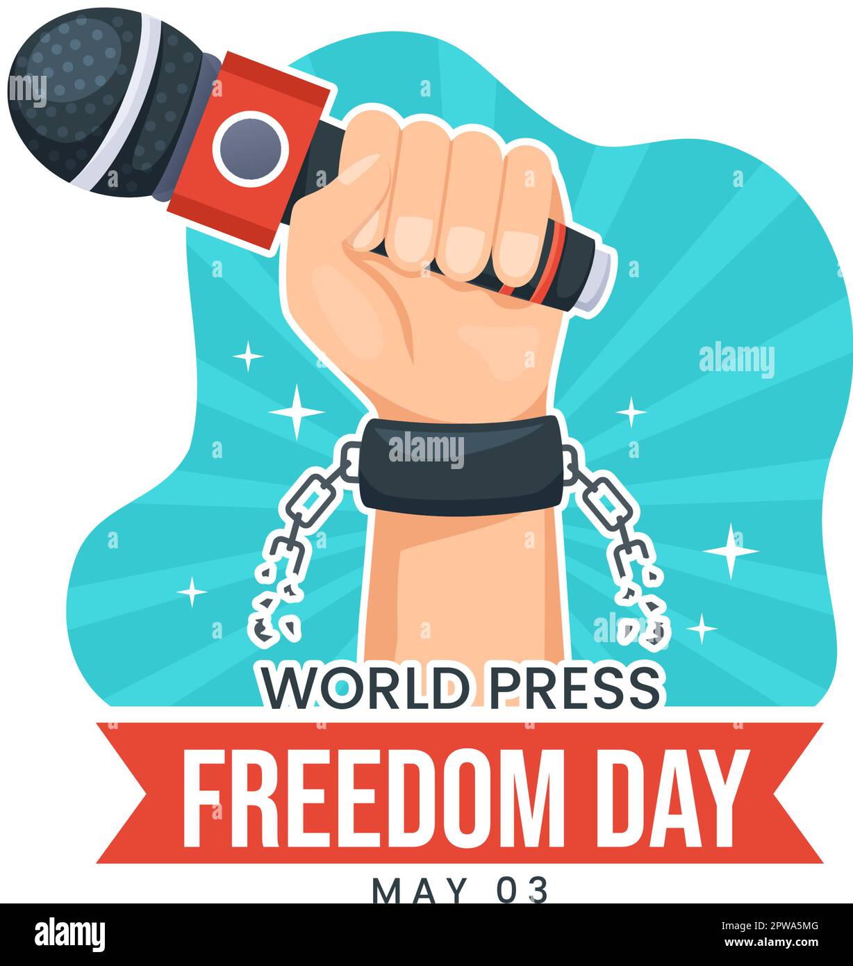 World Press Freedom Day on May 3 Illustration with Hands Holding News Microphones for Web Banner ...