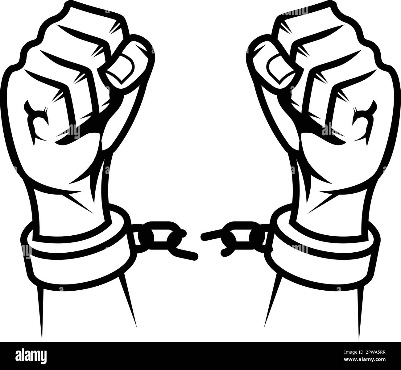 Broken Handcuff as Symbol of Freedom with Silhouette Style Stock Vector ...