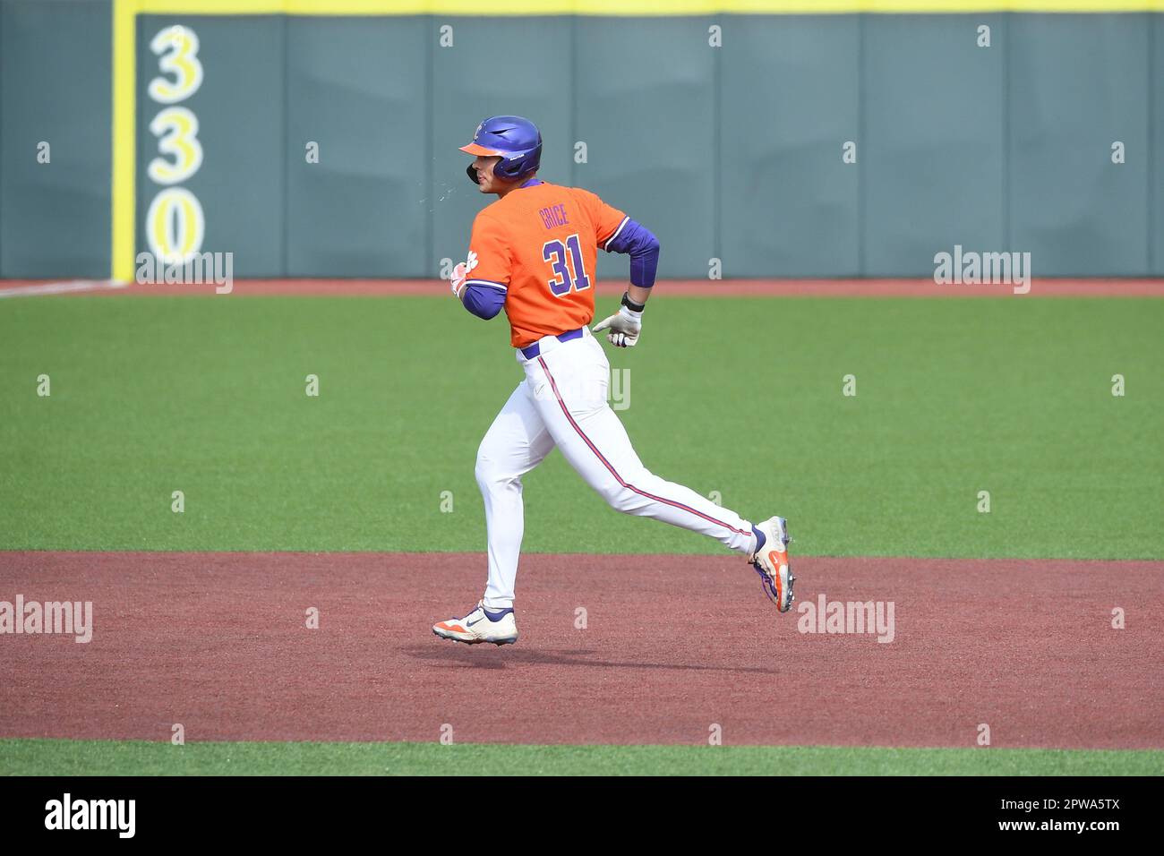 BRIGHTON, MA - APRIL 28: Clemson Tigers 1B Caden Grice (31) rounds the ...