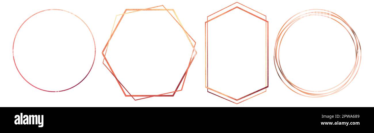 Set Beautiful thin bronze frame, round shape, square, pentagonal and ...