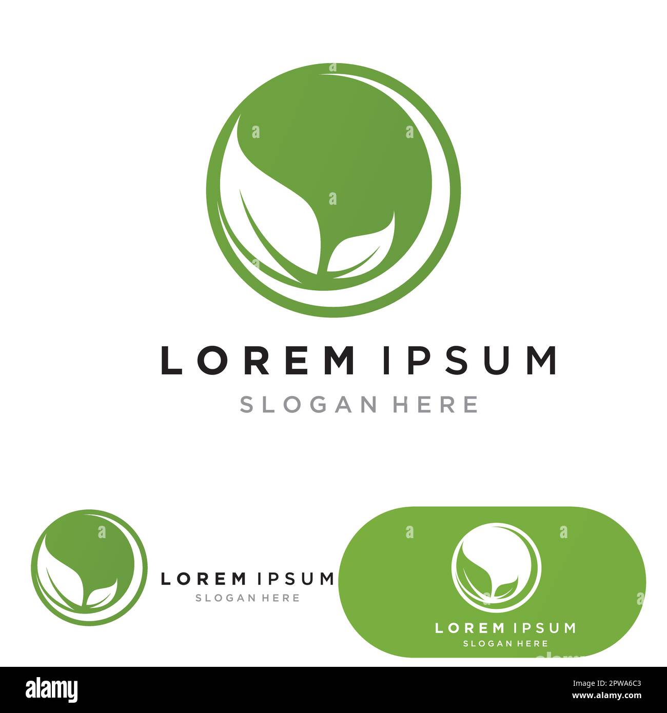 Eco Energy Vector Logo with leaf symbol. Green color with flash or ...