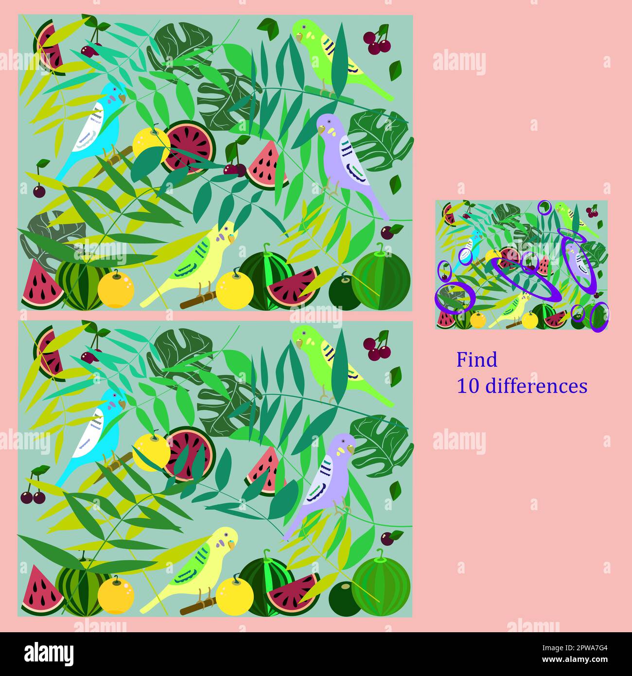 find 10 differences rebus for children under 6 years old, presented by ...