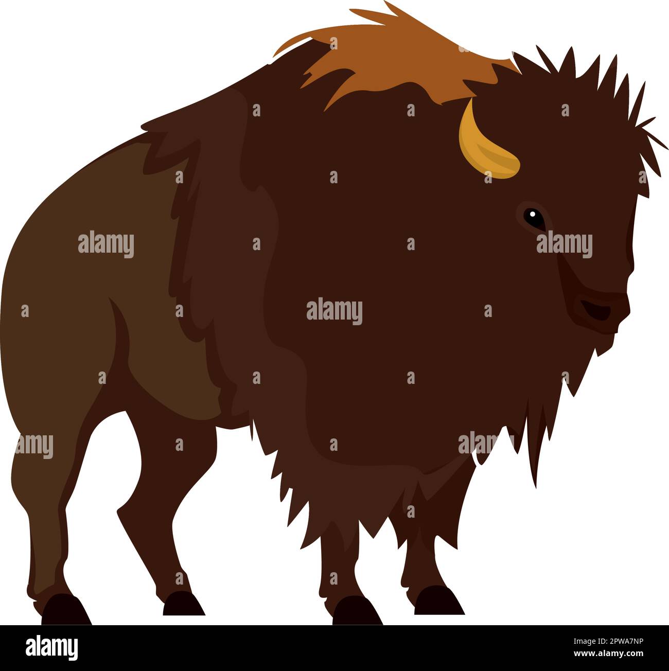Detailed Bison Illustration with Standing Gesture Stock Vector Image ...