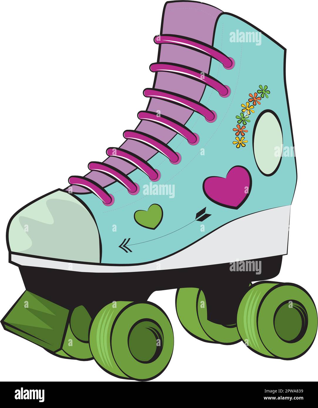 Roller Skate with Cute Icons Illustration Stock Vector Image & Art - Alamy