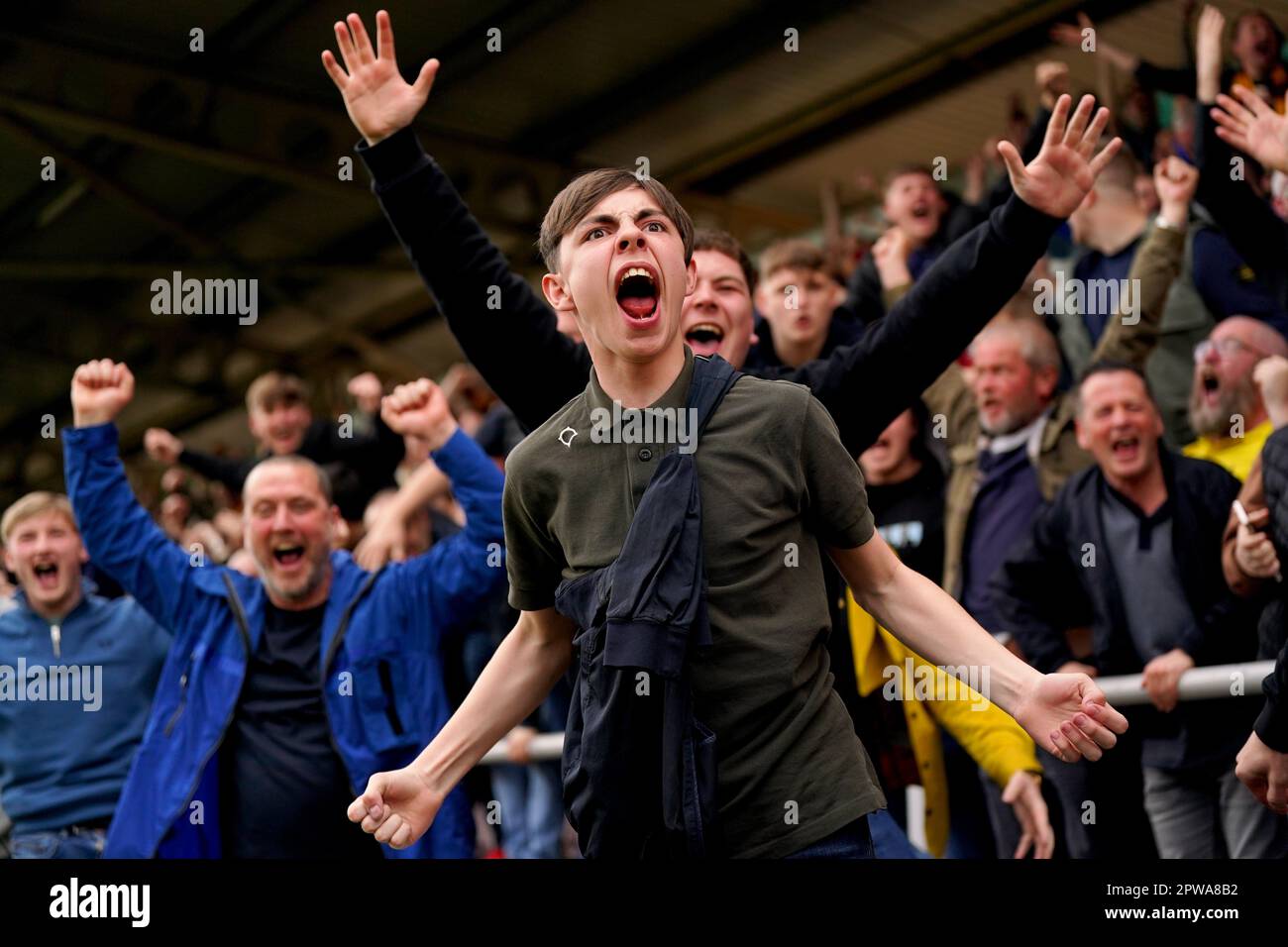 Bradford City fans react after Andy Cook (not pictured) scores their ...