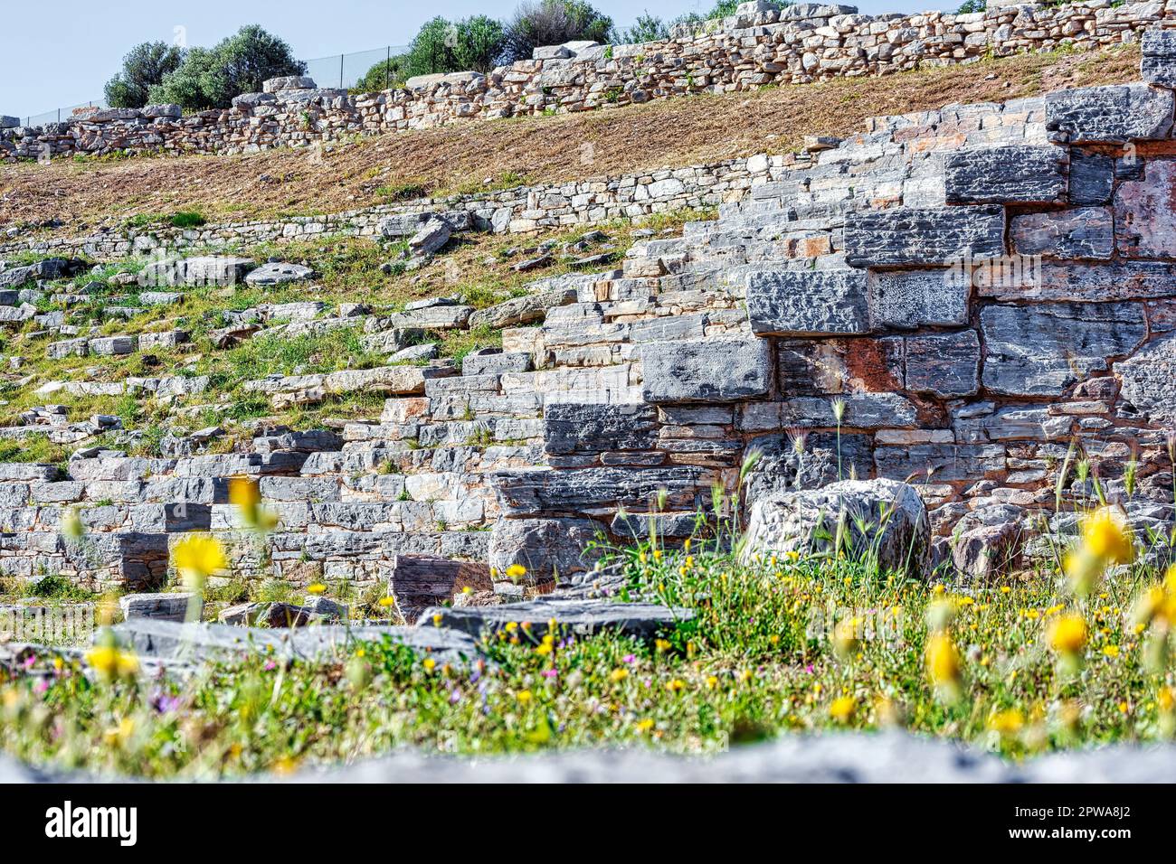 Ancient Greek theater of Thorikos in Lavrio, Attica, Greece Stock Photo ...