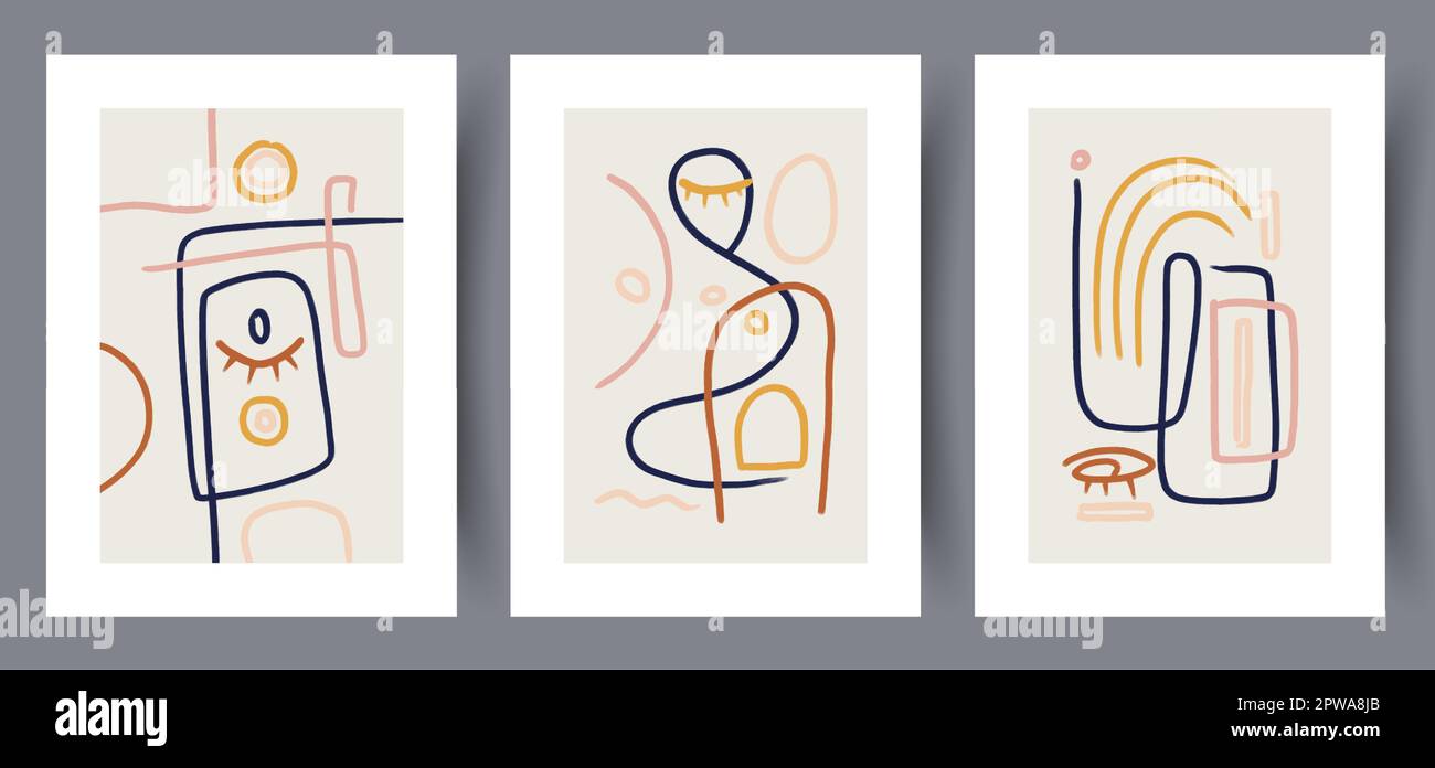 Abstract figures aesthetic shapes wall art print Stock Vector Image ...