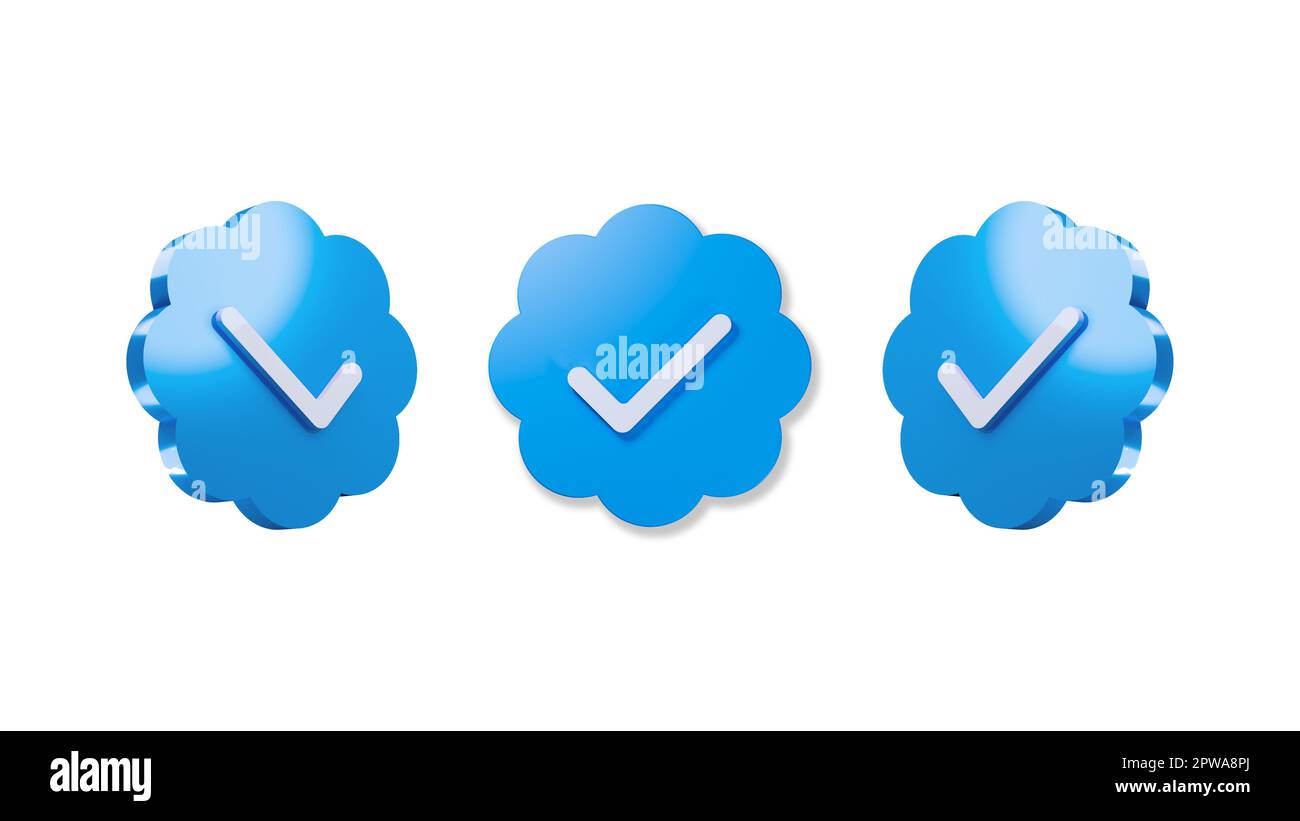 Profile verification checkmark icon for social media isolated on empty ...