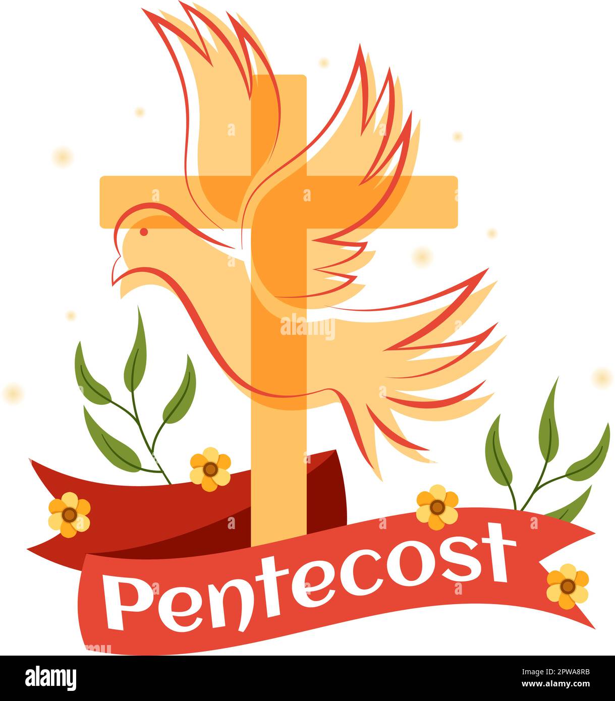 Pentecost Sunday Illustration with Flame and Holy Spirit Dove in ...