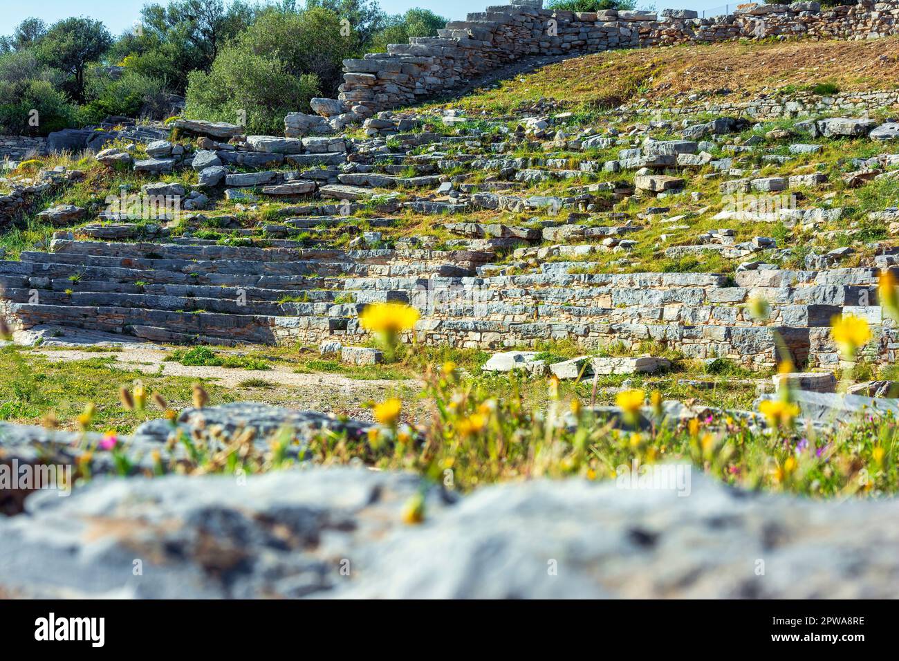 Ancient Greek theater of Thorikos in Lavrio, Attica, Greece Stock Photo ...