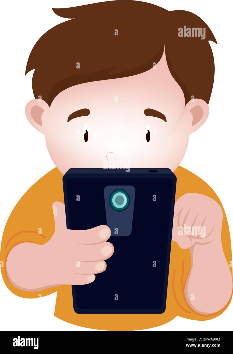 a Boy's Using Smartphone Illustration Stock Vector Image & Art - Alamy