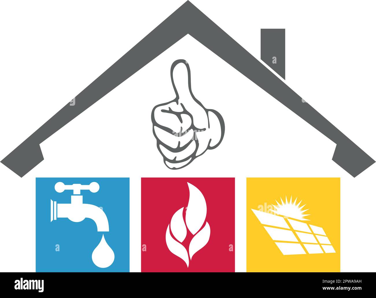 House, Faucet, Flame, Solar, Plumber, Installer, Logo, Background Stock ...