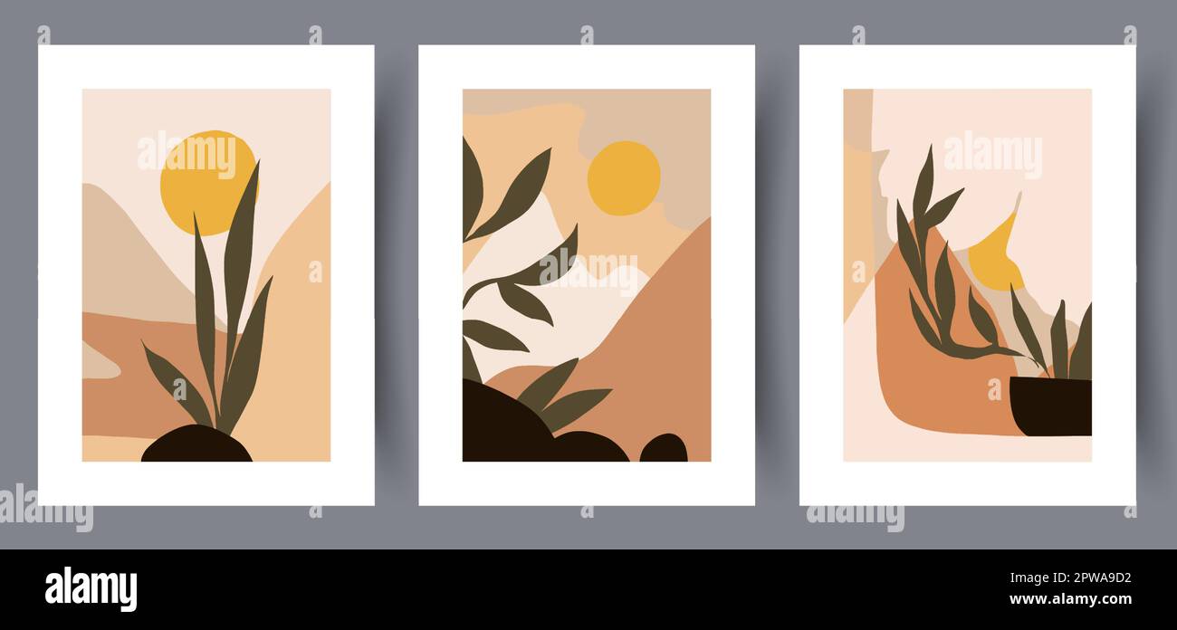 Abstract figures aesthetic shapes wall art print Stock Vector Image ...