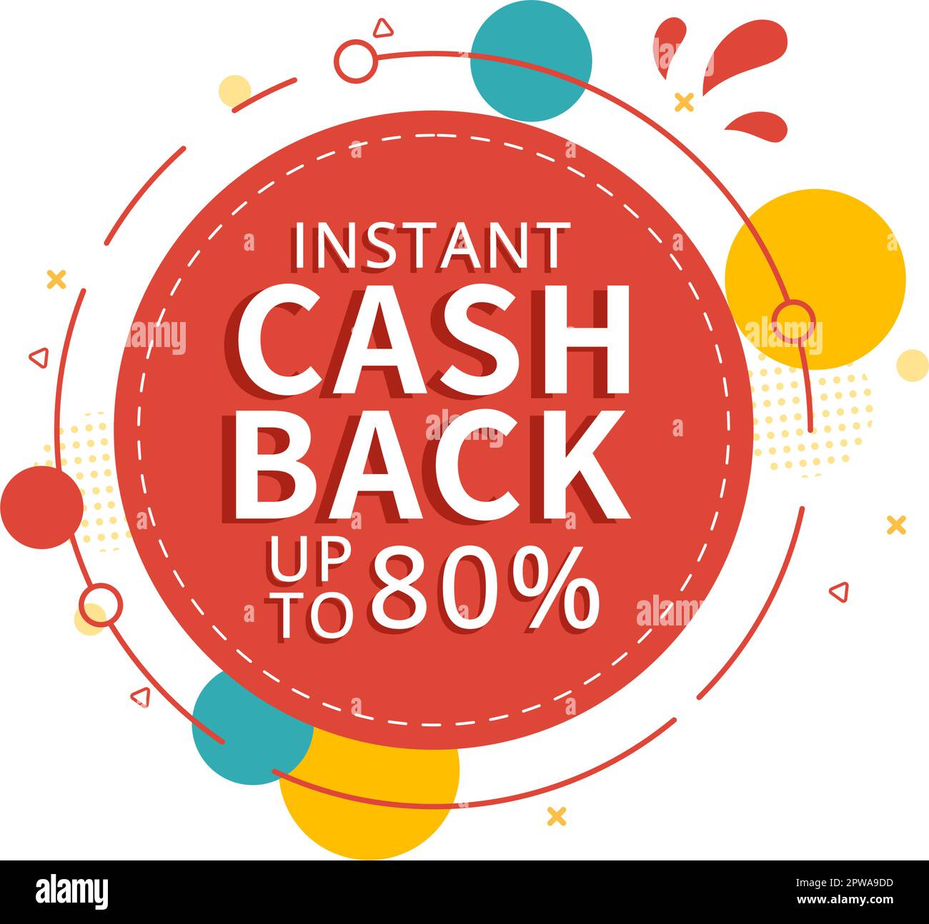 Cashback Illustration with Financial Payment to Money Cash Back Service for a Buyer in Flat ...